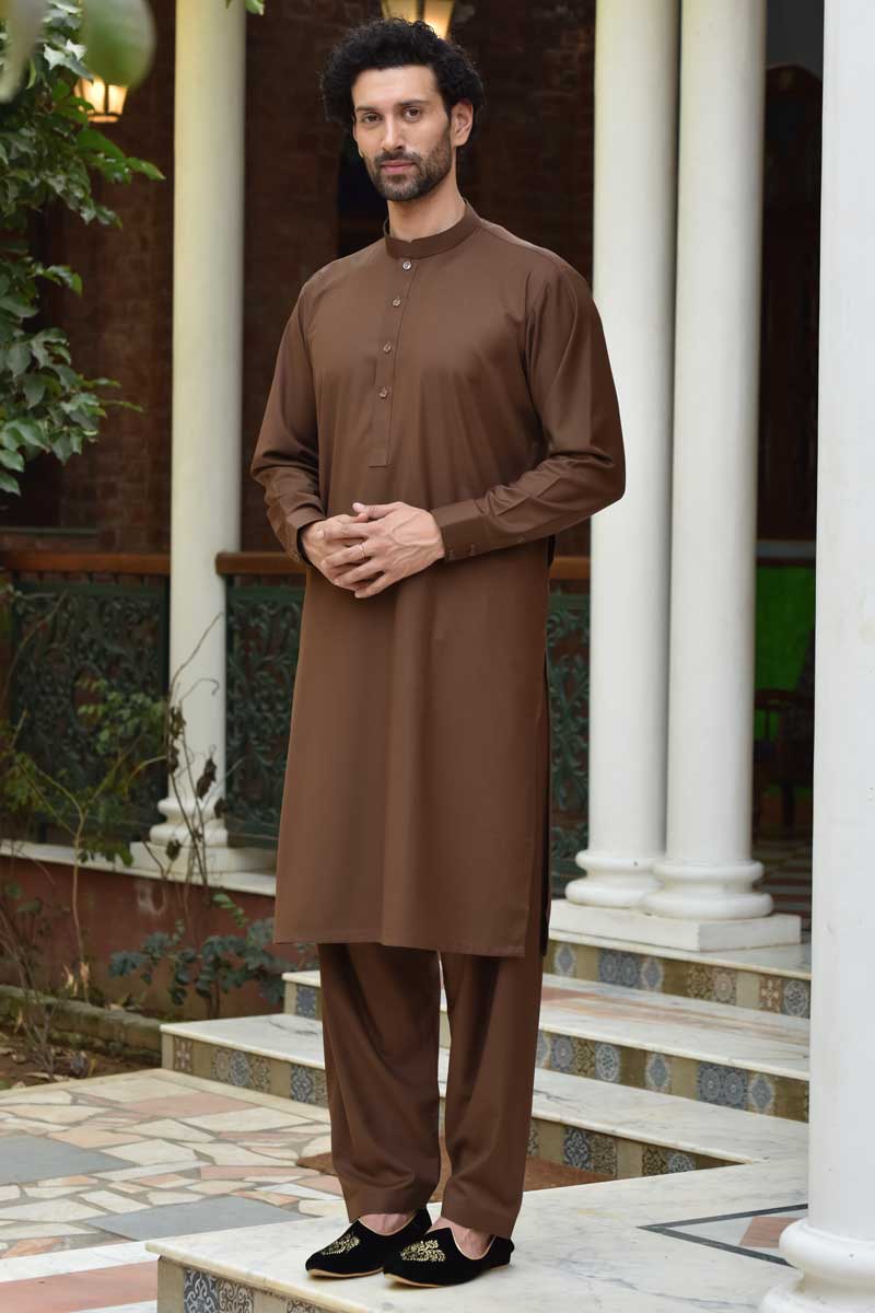 Kameez Shalwar Brown – Khan Collection